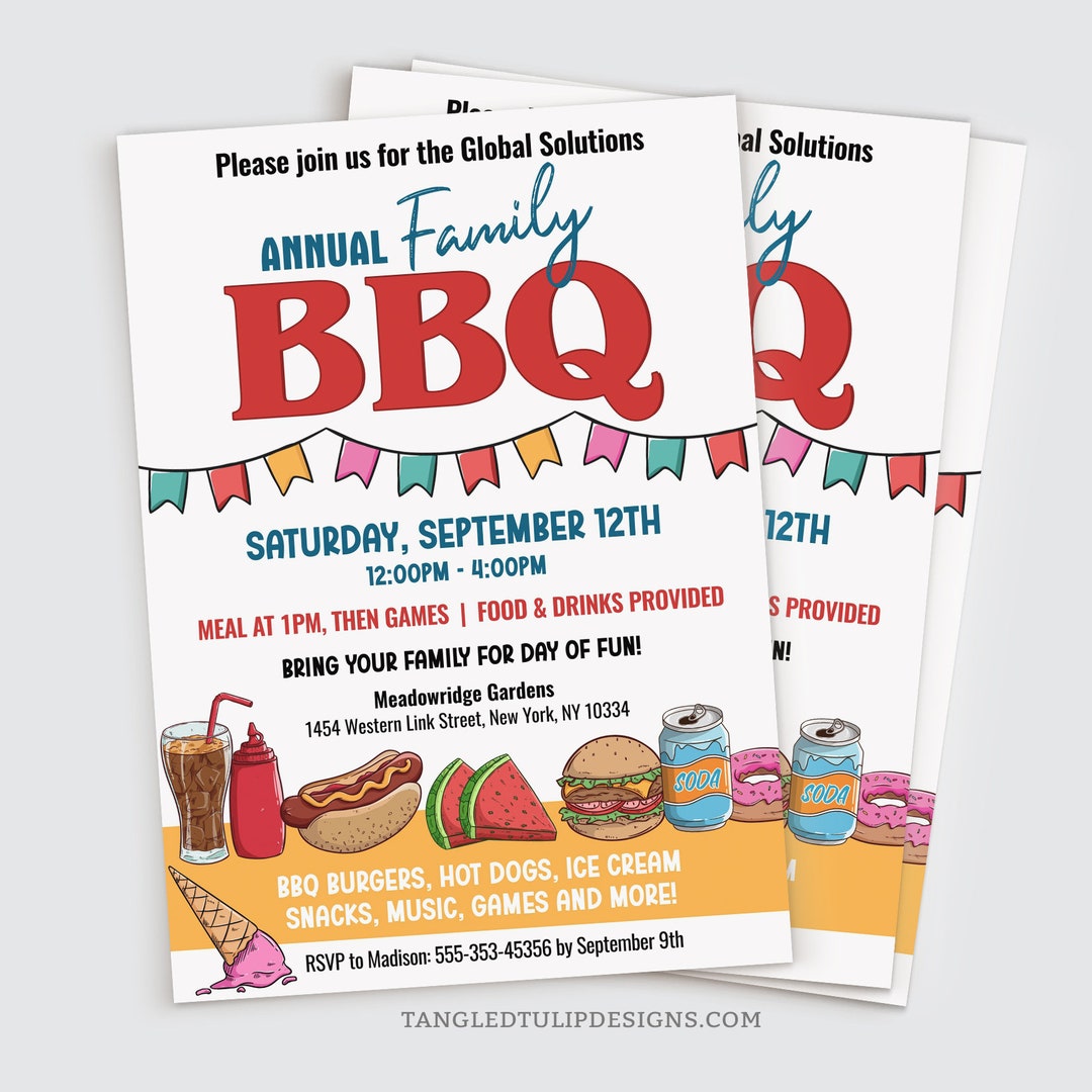 Company BBQ Invitation | Company Family BBQ Staff Appreciation Event ...
