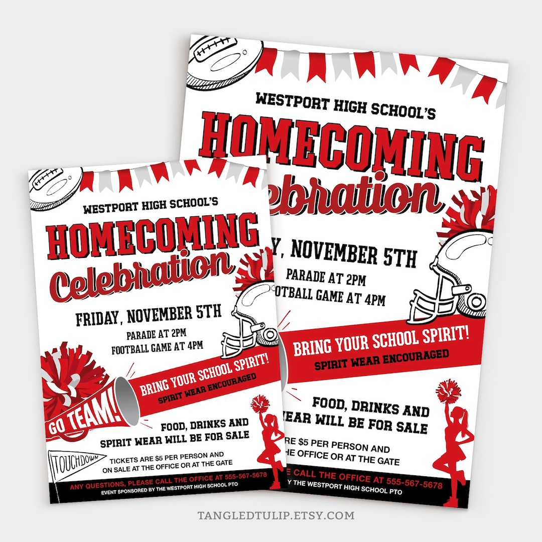 Editable Homecoming Flyer, School Homecoming Game Flyer, Homecoming ...