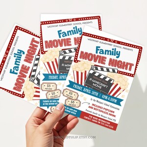 Editable Movie Night Fundraiser Flyer, Family Movie Night Flyer, Movie ...