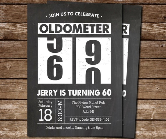 Oldometer Birthday Invitation for Men, DIGITAL Oldometer Party Invite ...