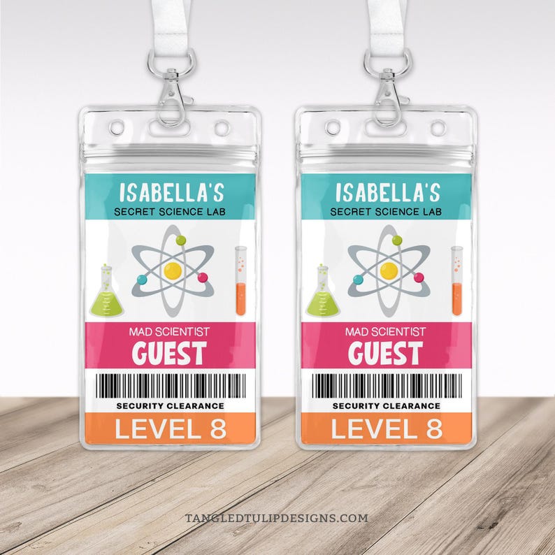 Science Birthday VIP Badge | Mad Scientist VIP Name Badge | Editable ...