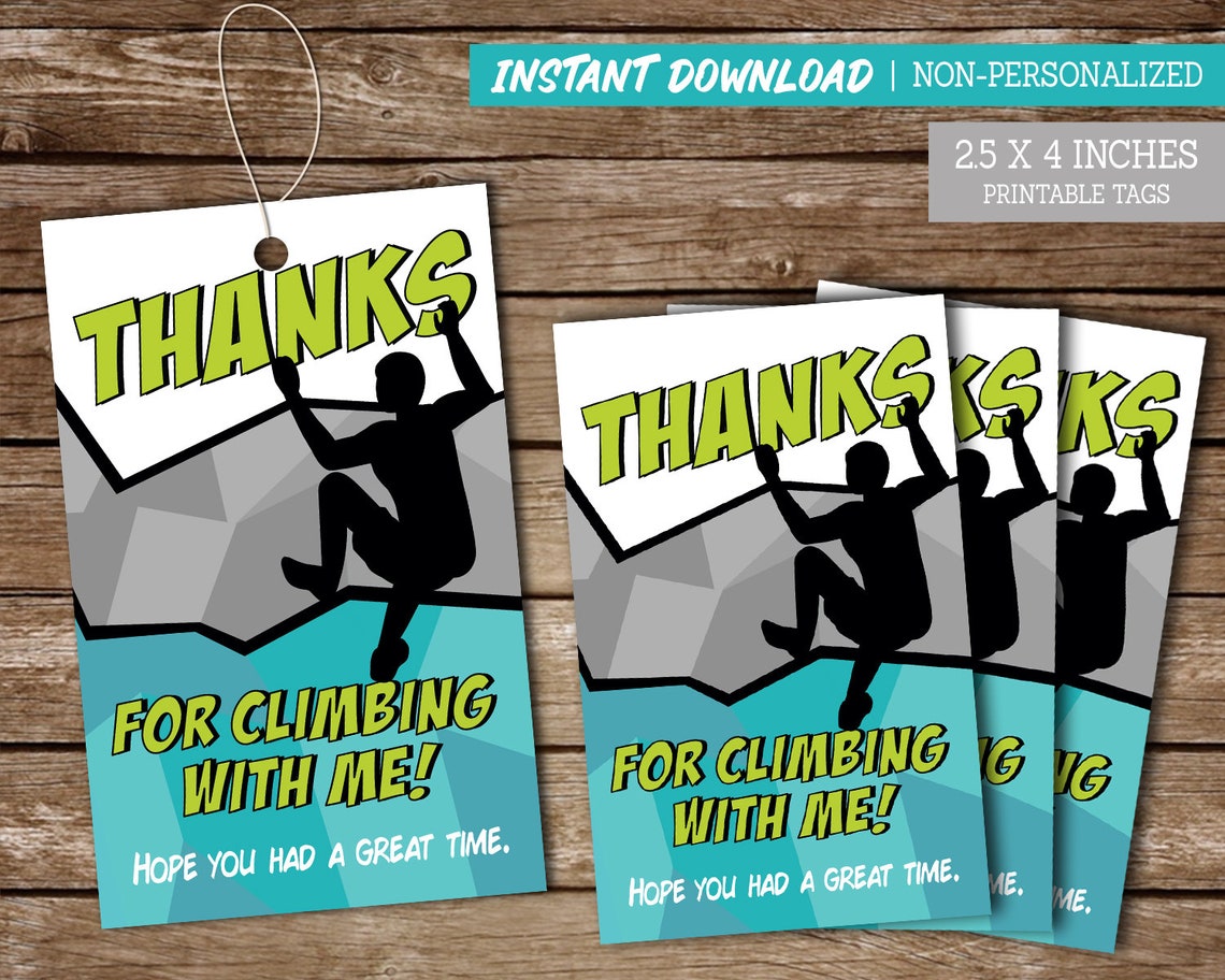 Rock Climbing Party Thank You Tags Climbing Favor Tags for - Etsy