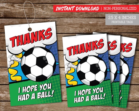 Soccer Party Thank You Tags, Favor Tags for Boys Soccer Birthday ...