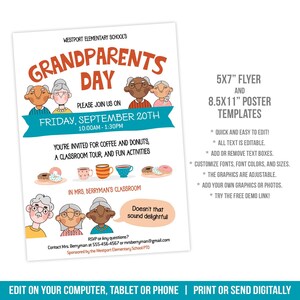 Grandparents Day Invitation Template, Editable Grandparents Day Invite ...