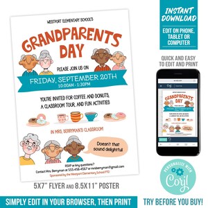 Grandparents Day Invitation Template, Editable Grandparents Day Invite ...