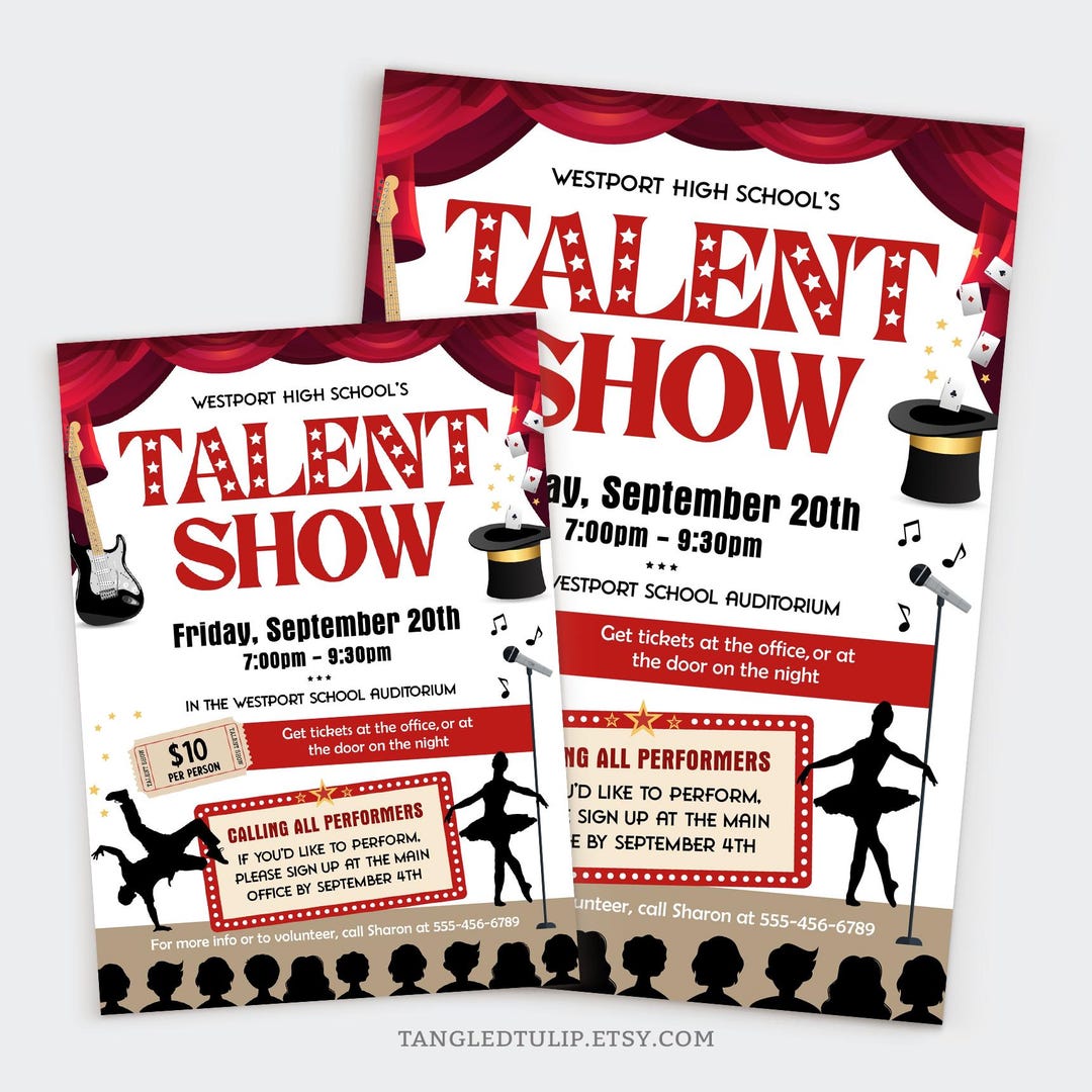Editable Talent Show Flyer and Poster, High School Talent Show ...