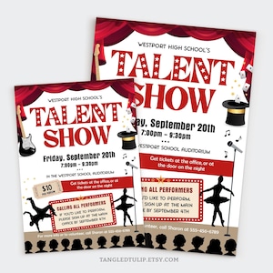 Editable Talent Show Flyer and Poster, High School Talent Show ...