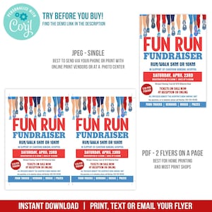 Fun Run Fundraiser Flyer | Run Walk Race Event Poster | Printable ...