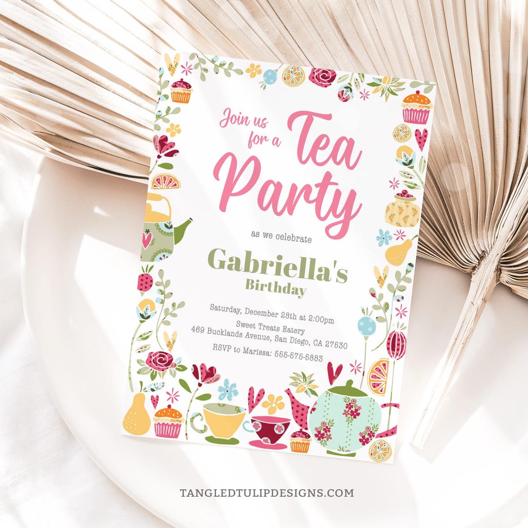 Editable Tea Party Invitation, Birthday Tea Party Invite, Modern Tea ...