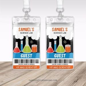 Science Party ID Badges, VIP Mad Scientist, Boy Science Birthday ...