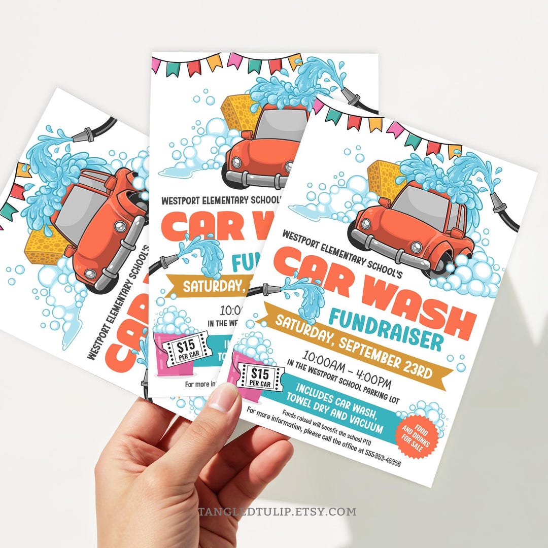 Editable Car Wash Fundraiser Flyer, School PTA PTO Flyer, Church ...
