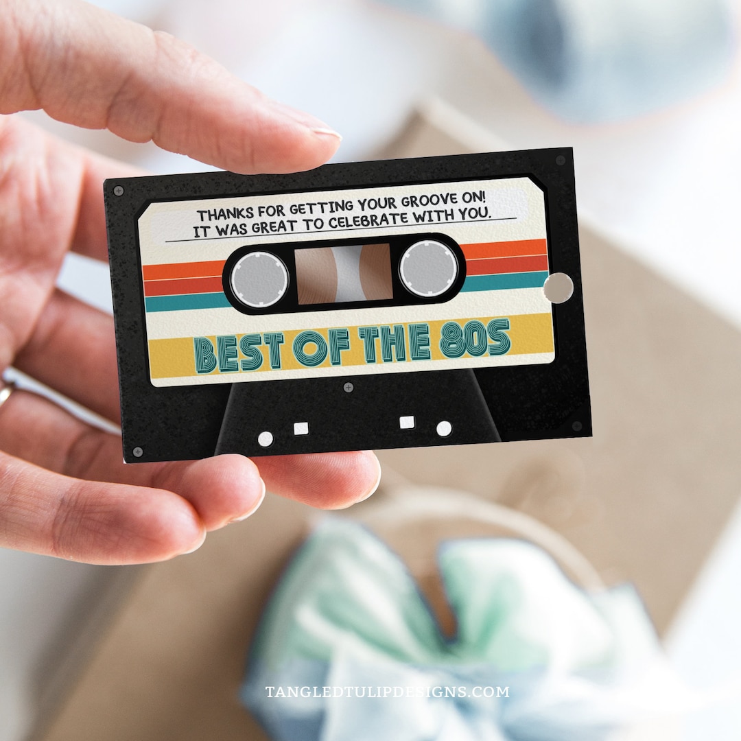 Editable Cassette Mixtape Party Tag: 80s Party Favor Tag Template ...