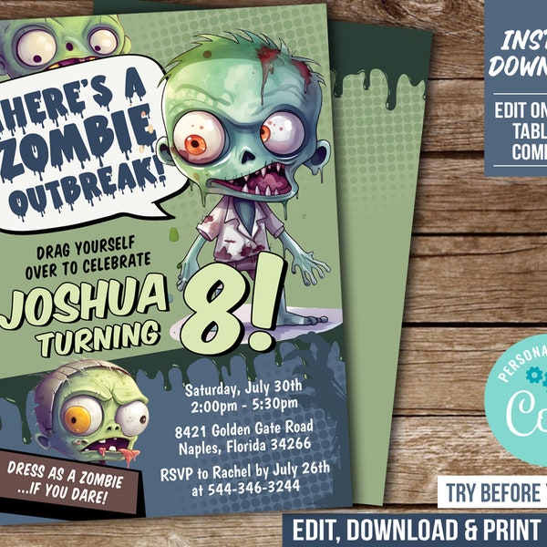 Zombie Invitation - Etsy