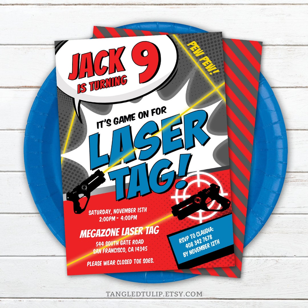 Editable Laser Tag Birthday Invitation Lasertag Party Invite - Etsy