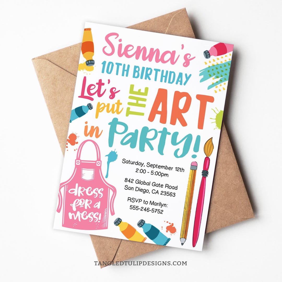 Editable Art Party Invitation, Painting Party Invite, Put the ART in ...