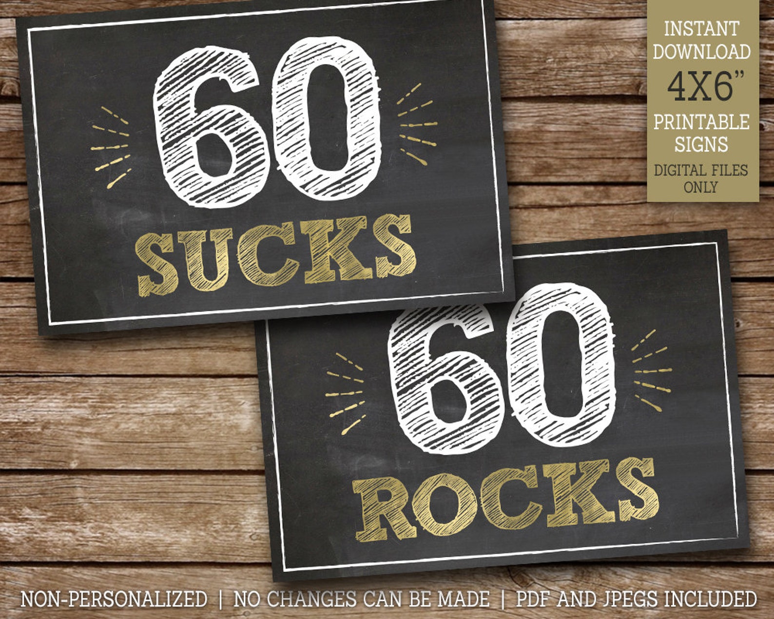 60th Birthday Signs 60 Sucks 60 Rocks 60 Blows 60 Can Kiss - Etsy