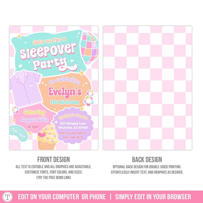 Sleepover Birthday Invitation | Groovy Girl Sleepover Pajama Birthday ...