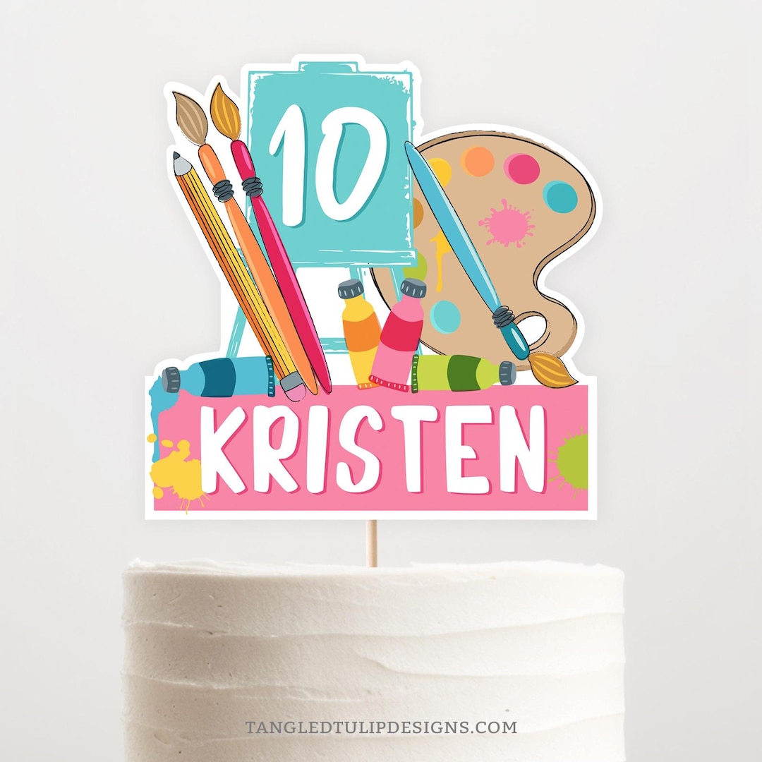 Printable Art Party Cake Topper, Personalized Cake Topper for Painting ...