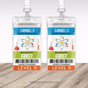 Editable Science Party ID Badge Template, Mad Scientist ID Badge, Mad ...