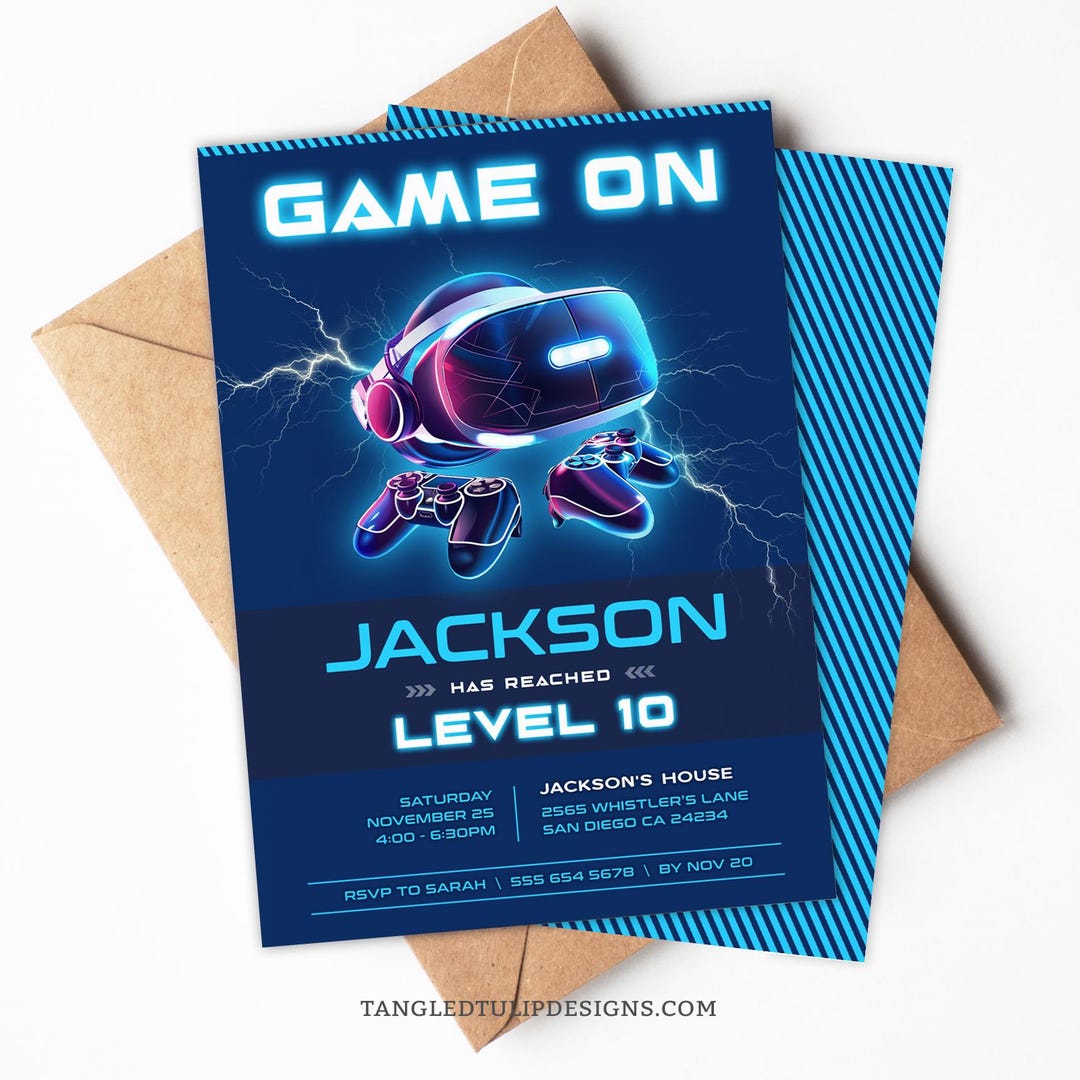 VR Party Invitation, Editable Printable VR Gamer Birthday Invite, VR ...
