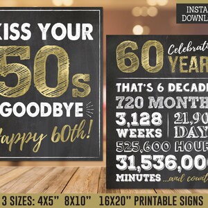 60th Birthday Party Decorations, Cheers to 60 Years PRINTABLE Birthday ...