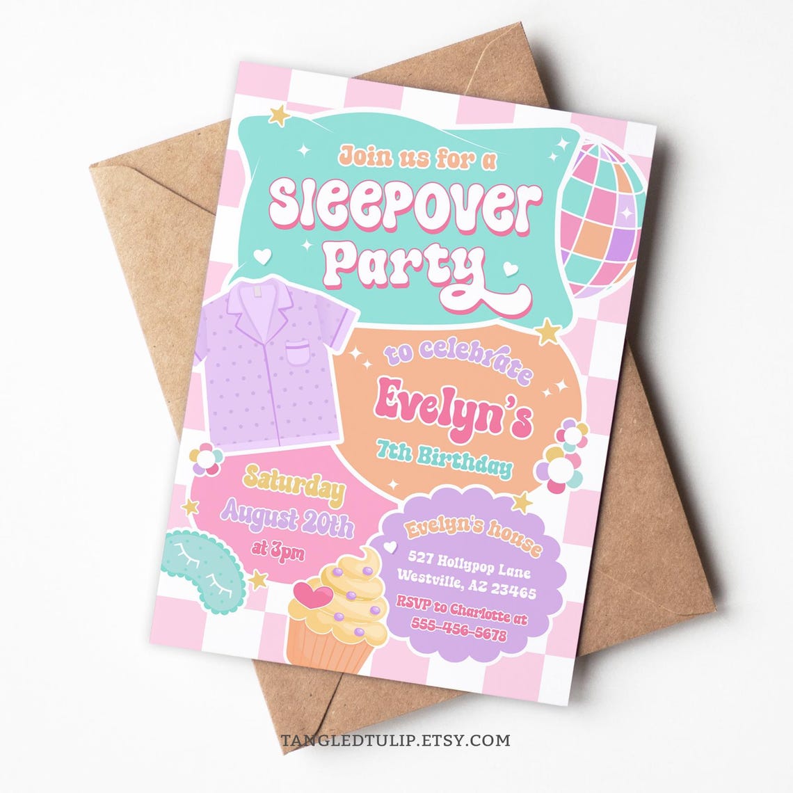 Sleepover Birthday Invitation | Groovy Girl Sleepover Pajama Birthday ...