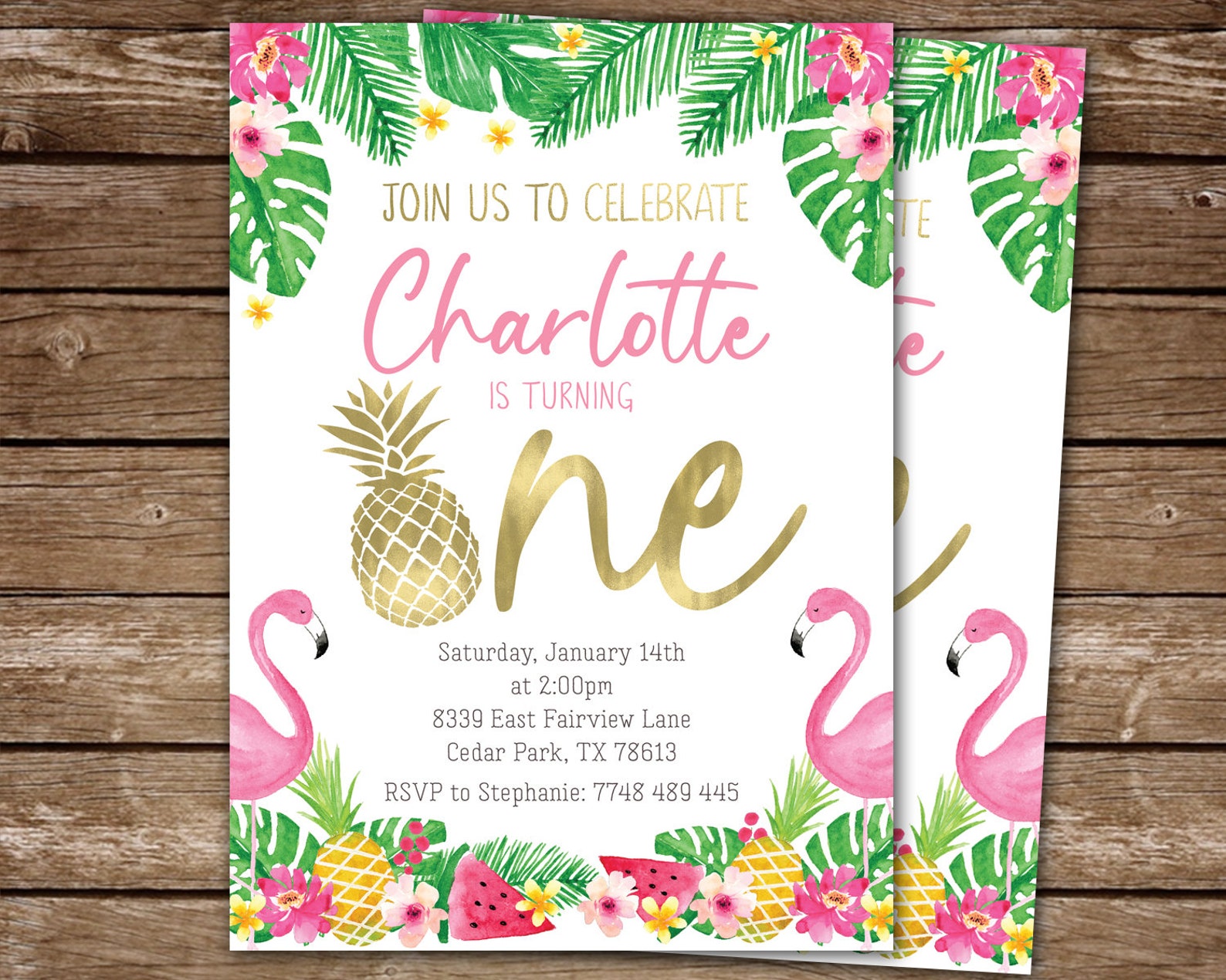 Pineapple First Birthday Invitation Tropical Luau Birthday - Etsy