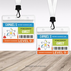Editable Science Party ID Badge Template, Mad Scientist ID Badge, Mad ...