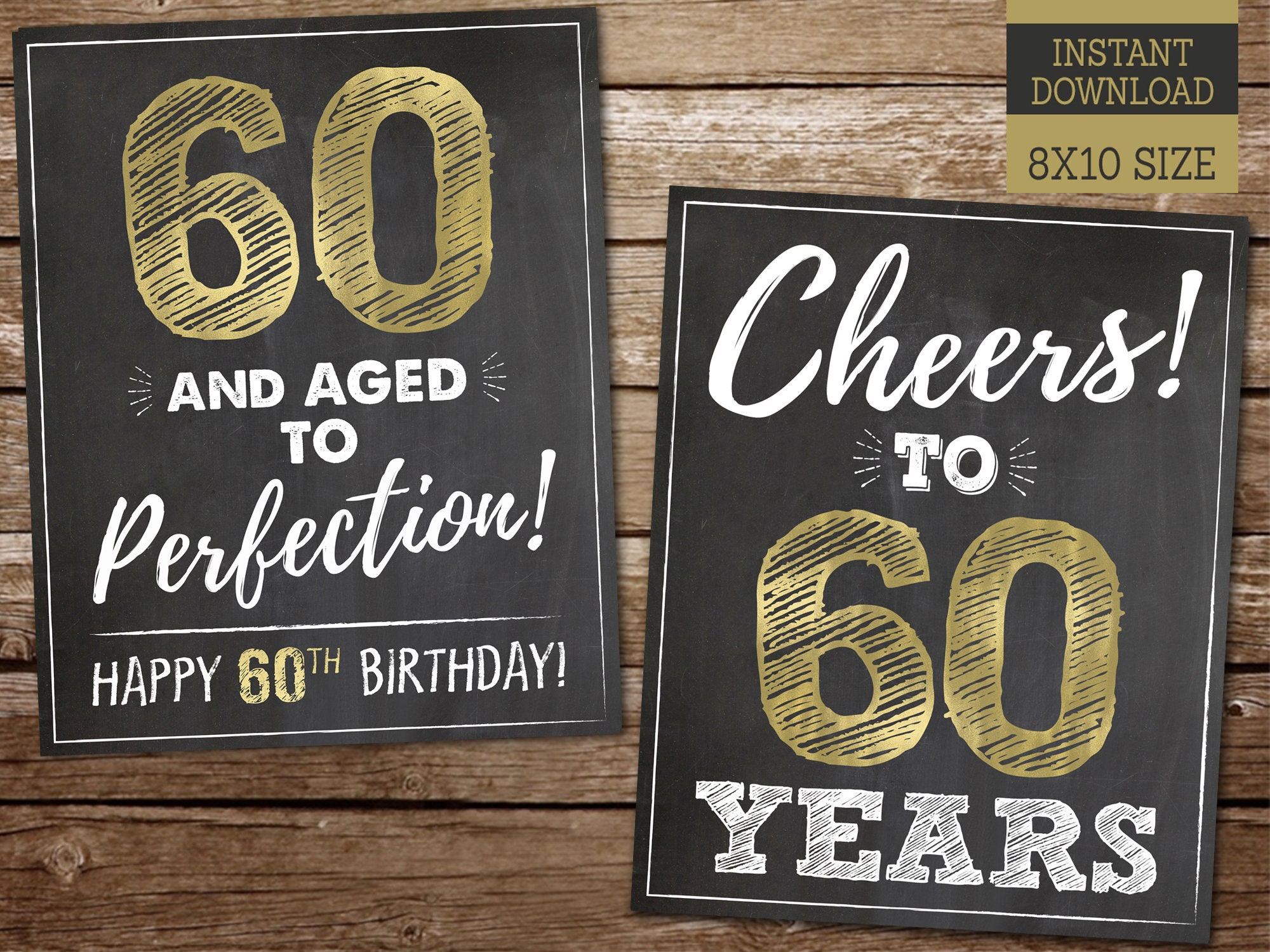 60th Birthday Sign | Man Myth Legend Party Decor | Gold Chalkboard ...