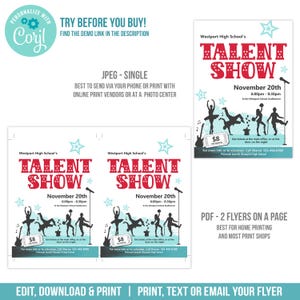 Editable School Talent Show Invitation & Poster: High School PTO PTA ...