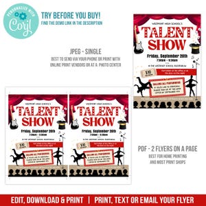 Editable Talent Show Flyer and Poster, High School Talent Show ...