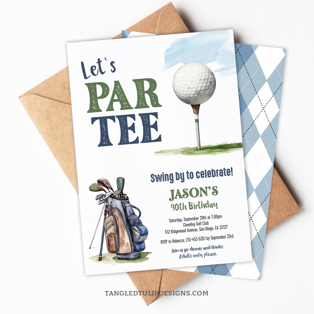 Let's Par Tee Golf Birthday Invitation, Editable Golf Invite, Golf ...