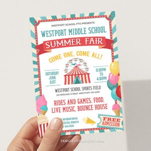 Editable Summer Fair Invitation, School Summer Fair Flyer Template, Fun ...