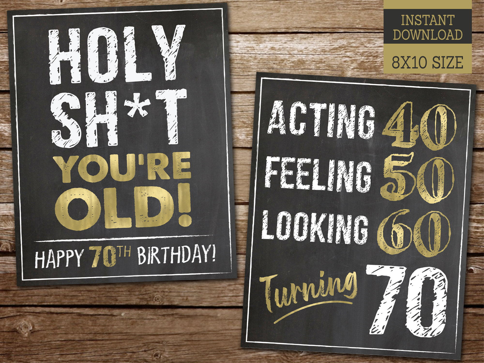 70th Birthday Sign | Cheers to 70 Years Party Decor | Gold Chalkboard ...
