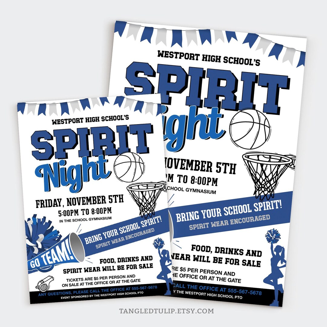 School Spirit Night Flyer & Poster Templates: Editable Pep Rally ...