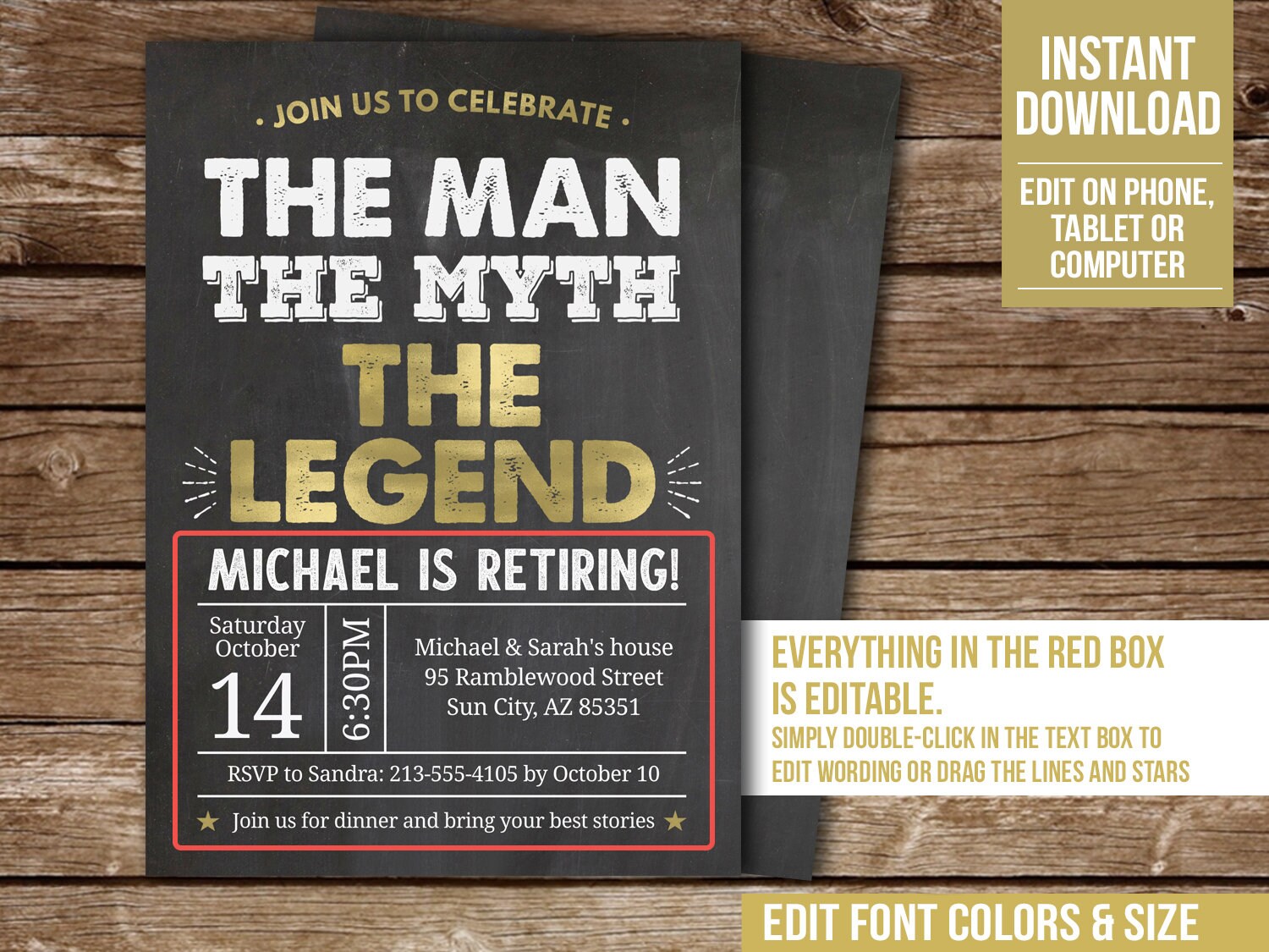 Legend Retirement Invitation | Man Myth Legend Retirement Party Invite ...