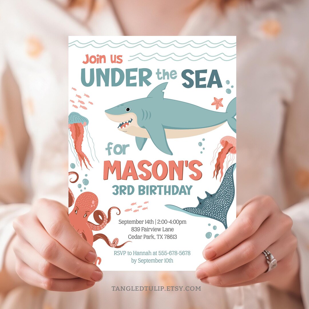 Editable Under the Sea Birthday Invitation, Sea Creatures Party Invite ...