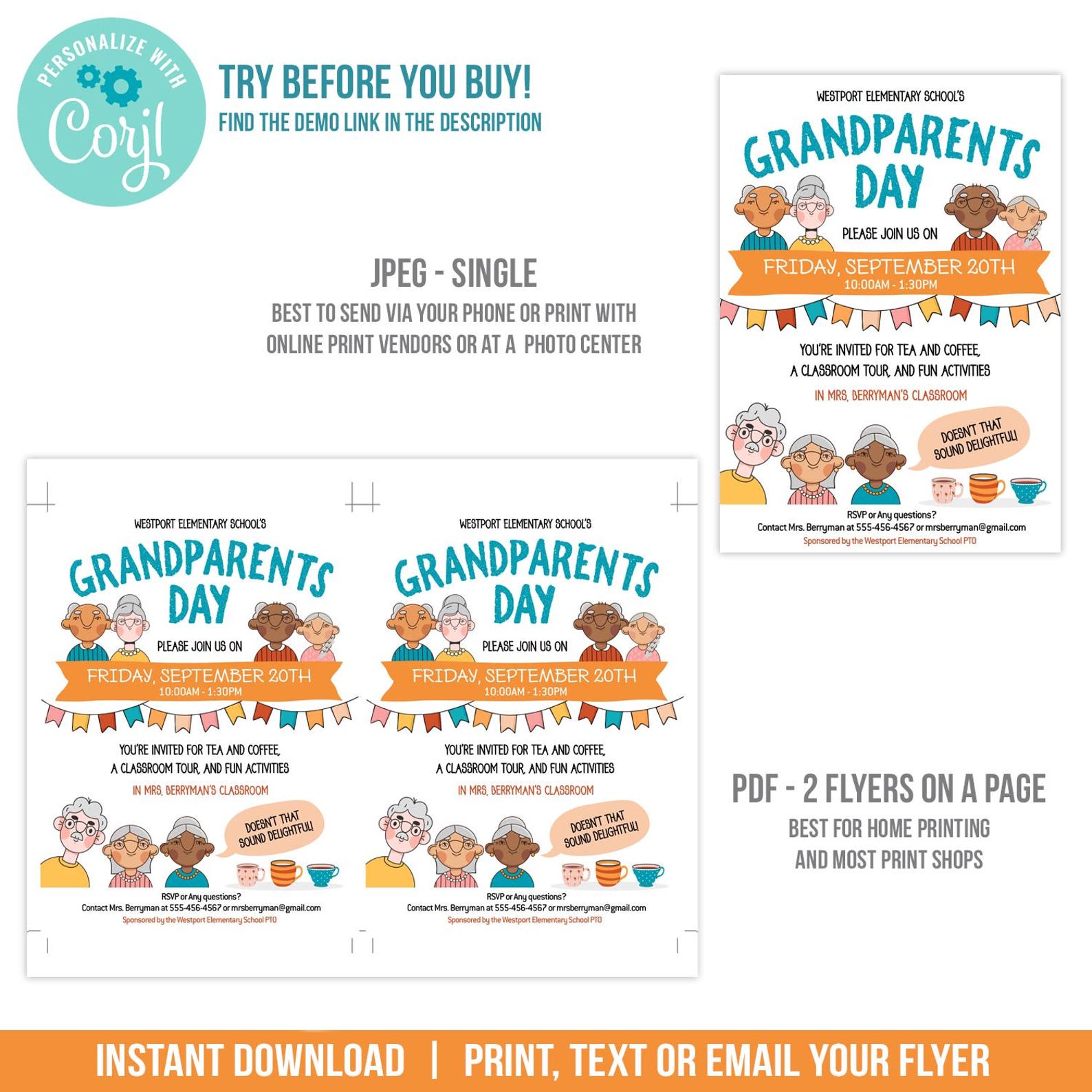 Grandparents Day Flyer | School Grandparents Day Event Poster ...