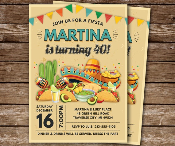 Mexican Dinner Party Invitation Fiesta "Papel Picado" Mexican Style