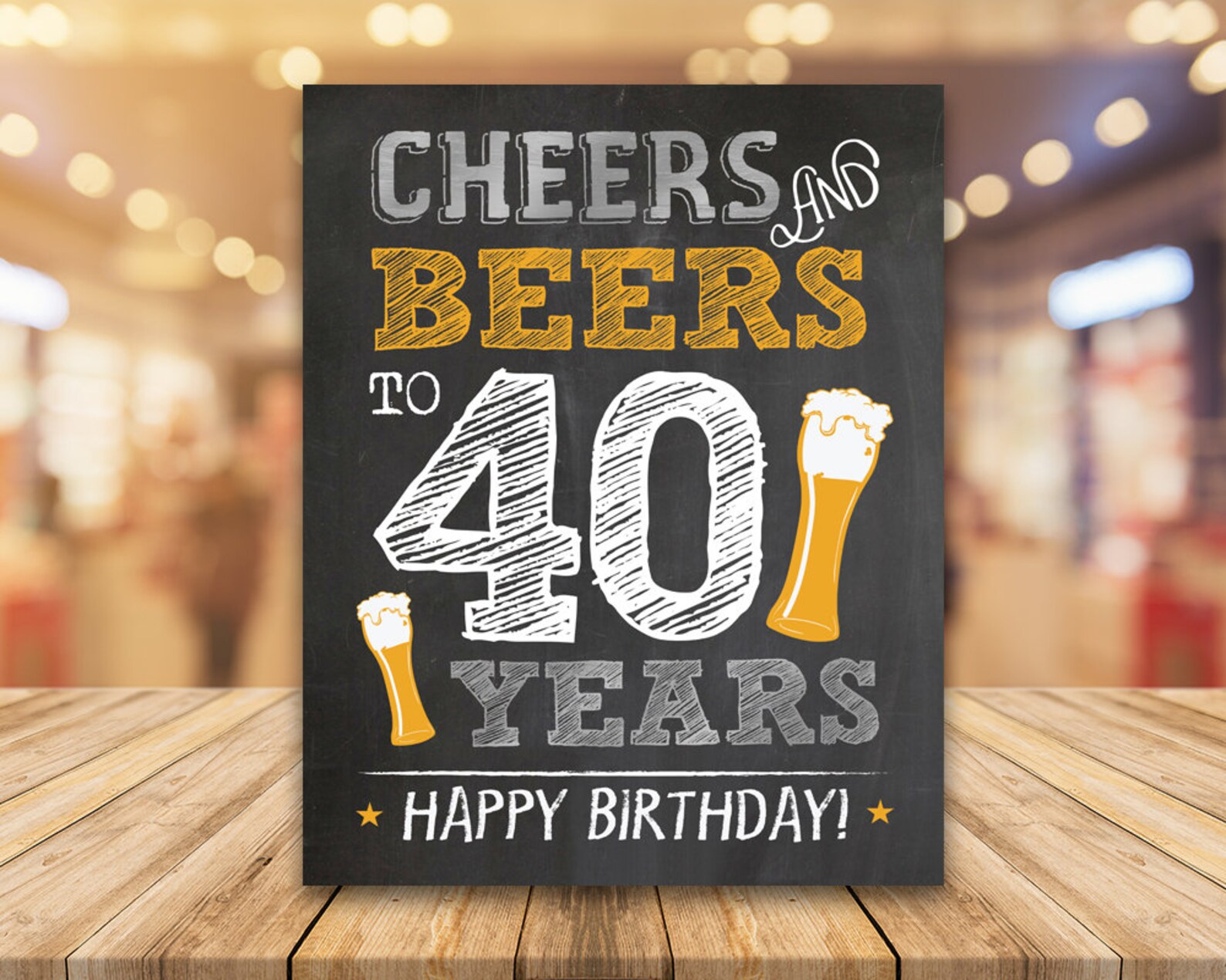 Cheers And Beers To 40 Years Printable Sign 40th Birthday Etsy