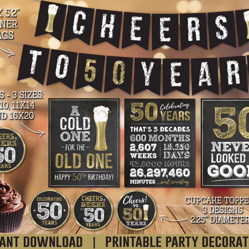 50th Birthday Male Decorations - Etsy