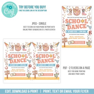Editable School Barn Dance Flyer and Poster, Cowboy Western Dance ...