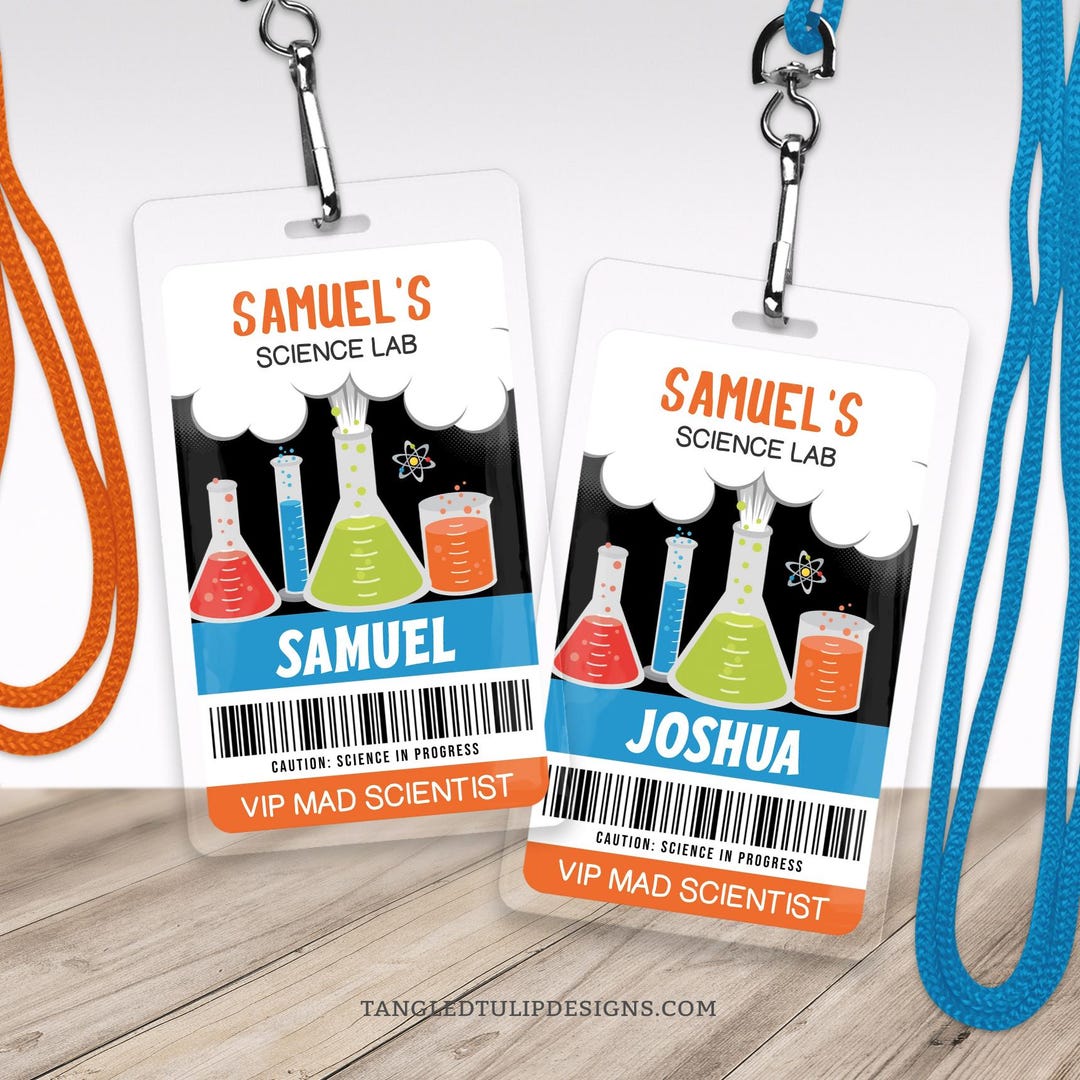 Science Party ID Badges, VIP Mad Scientist, Boy Science Birthday ...