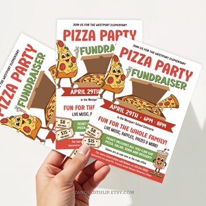 Editable Pizza Party Fundraiser Flyer: School PTO PTA Invite and Poster ...