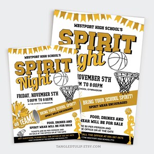 Editable School Spirit Flyer, School Spirit Night Party, Basketball Pep ...