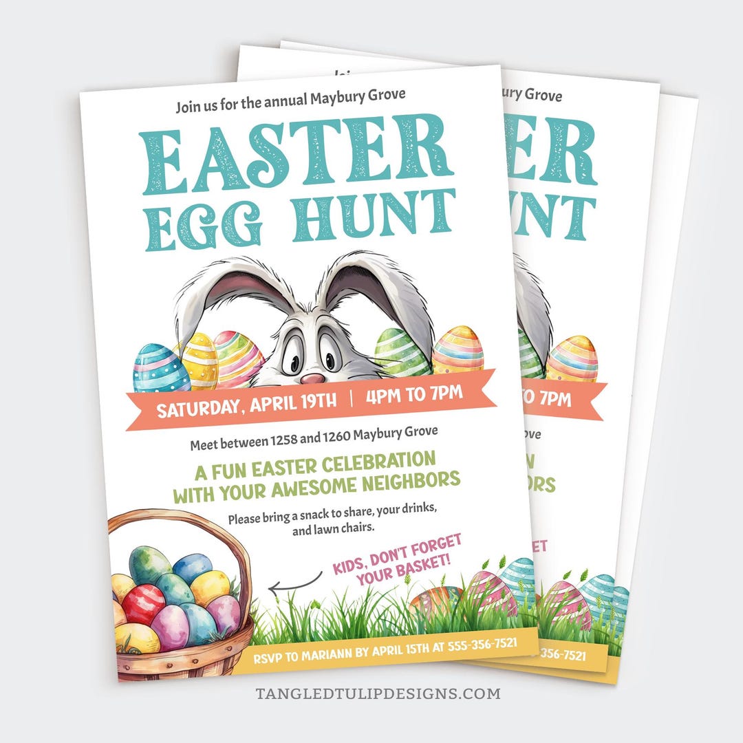 Community Easter Egg Hunt Flyer | School Neighborhood Easter Event ...