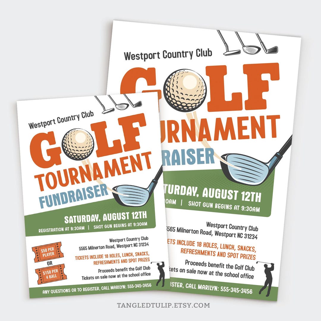 Editable Golf Tournament Fundraiser Flyer and Poster, Golf Fundraiser ...