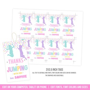 Jump Birthday Thank You Favor Tags | Jump Climb Play Party Favor Tag ...