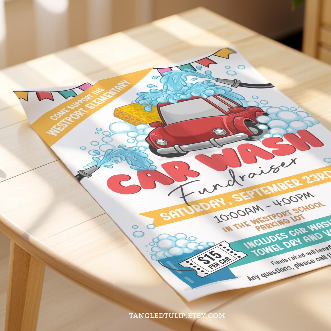 Car Wash Fundraiser Flyer | Community Car Wash Event Poster | Printable ...
