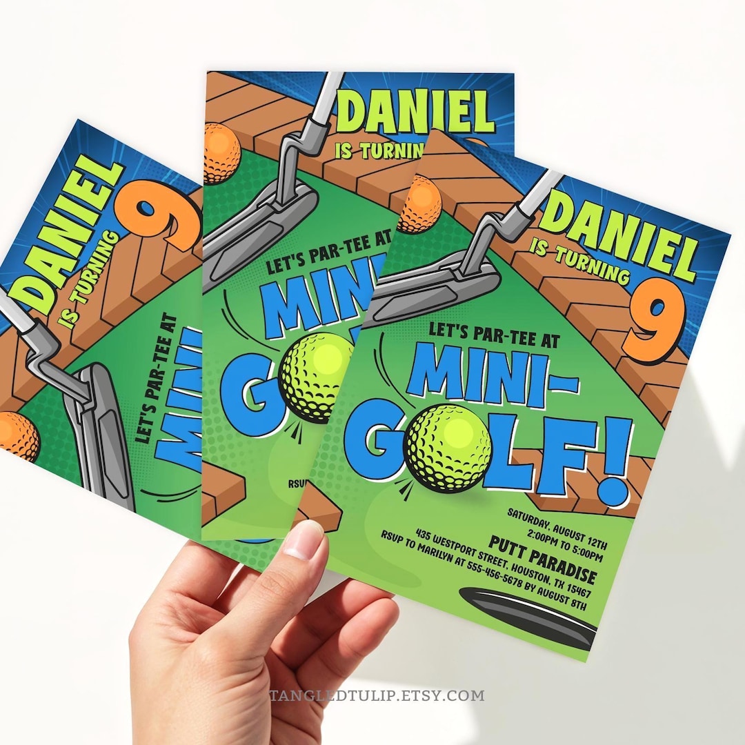 Editable Mini Golf Birthday Invitation, Mini-golf Party Invite, Putt ...